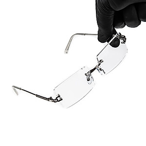 Rectangular Men's Women's Stylish Silver Wire Frame Vintage Luxury Retro Clear Frame Lens Square Cut Rimless Hip Hop Trendy Frameless Fashion Small Clear Eye Glasses