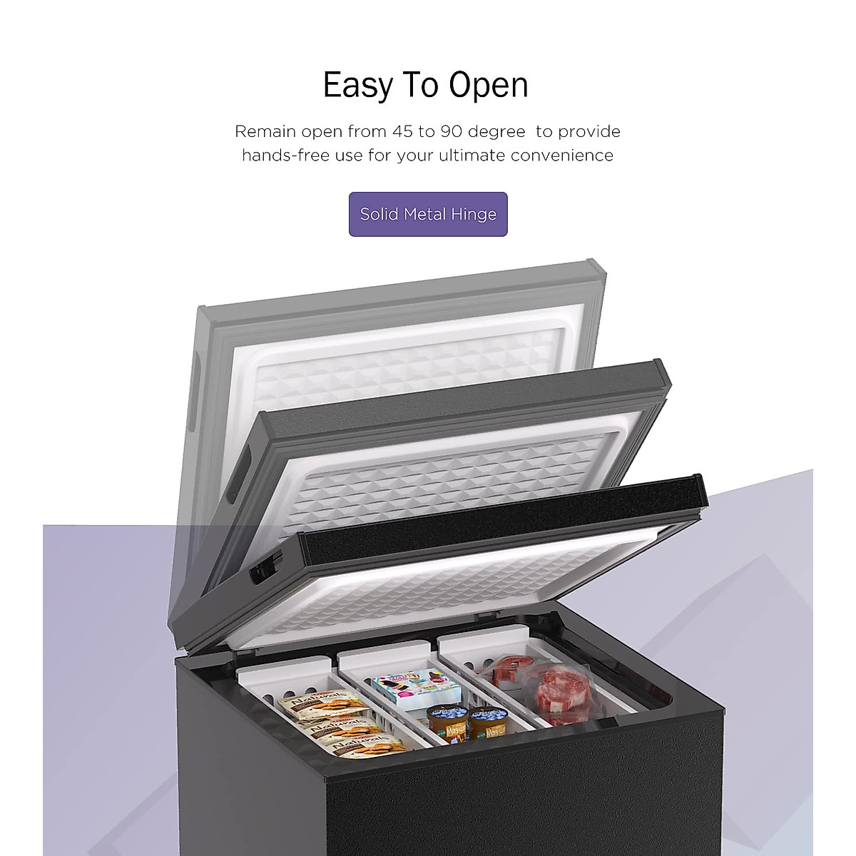 Northair Chest Freezer - 5 Cu Ft with 3 Removable Plastic Baskets - Reach In Freezer Chest - Quiet Compact Freezer - 7 Temperature Settings - Black (3.5 Cubic Feet, Black)