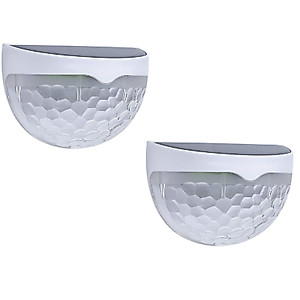 Lxcom Lighting Solar Wall Lights Solar Fence Light Solar Deck Lights Outdoor Solar Fence Post Lights Solar Powered Wall Lights Decorative Deck Light for Home Garden Lawn Backyard, 2 Pack (White)