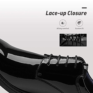 Bruno Marc Men's Downing-02 Black Pat Leather Lined Dress Oxford Shoes Classic Lace Up Formal Size 15 M US