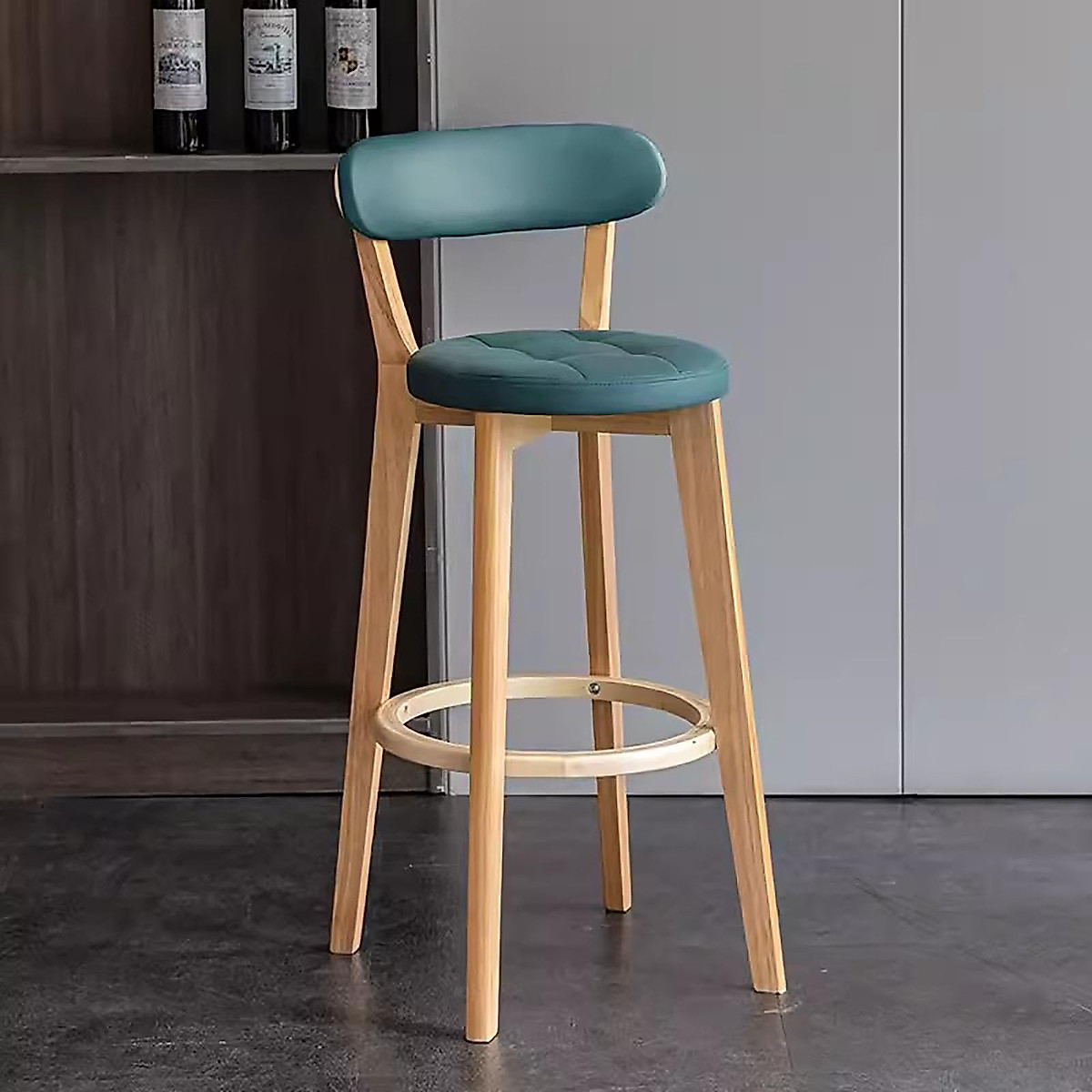 WHYATT Bar Stools，Stools for Kitchen Counter, Solid Wood Frame Dining Chairs Suitable for Bistros, Cafes, Restaurants. (Color : Green)