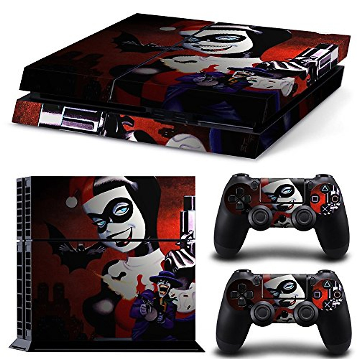 CAN Ps4 Console Designer Protective Vinyl Skin Decal Cover for Sony Playstation 4 & Remote Dualshock 4 Wireless Controller Stickers - Harley Quinn Catoon