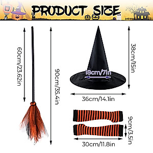 JNYLLN 4Pcs Halloween Witch Broom, Halloween Cosplay Dress Up Costume Halloween Witch Hat Halloween Witch Broomstic Props Cute Witch Broom (Orange)
