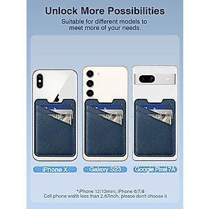 Miroddi 2Pack Phone Wallet Stick on, Adhesive Phone Pocket Leather Cell Phone Card Holder for Phone Case Credit Business ID Cards Pocket Wallets for iPhone Android and Most Smart Phones