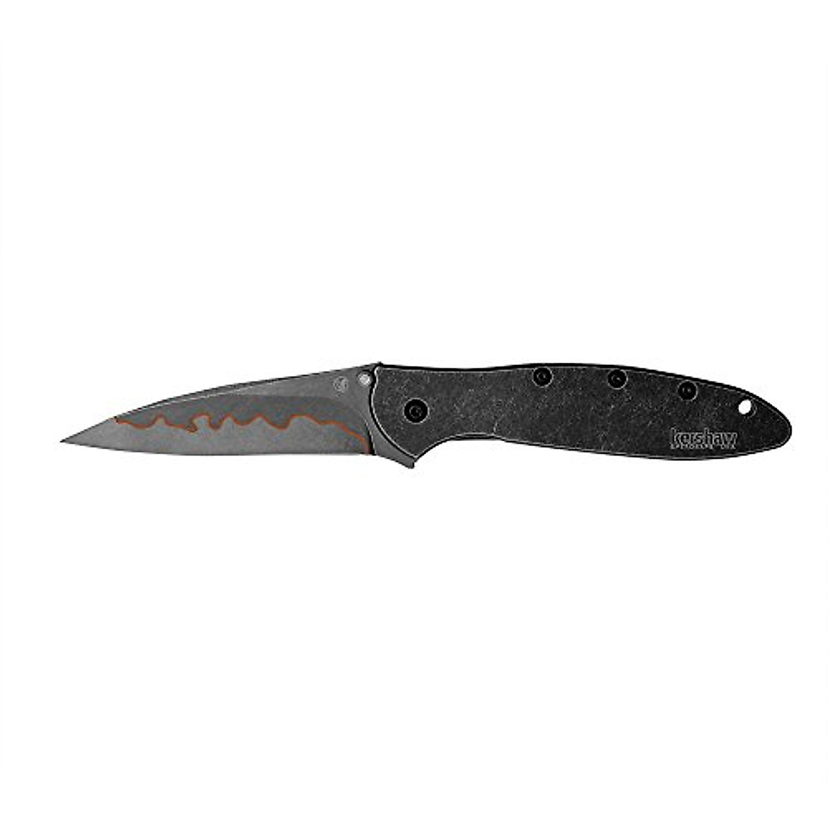 Kershaw Leek BlackWash Composite Blade Folding Pocketknife, 3" D2 Steel and 14C28N Stainless Steel Blade, Assisted Opening Folding EDC