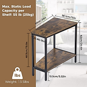 Wedge End Table - Narrow Triangle End Table - Recliner Table with Storage - Corner Tables for Living Room - Chair Side Tables for Small Spaces - Rectangle Magazine Rack Table - Tall Slim Side Table