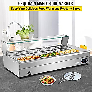 Commercial Grade 110V Electric Countertop 9 Pan x 1/3 GN Bain Marie Food Warmer with Tempered Glass Shield