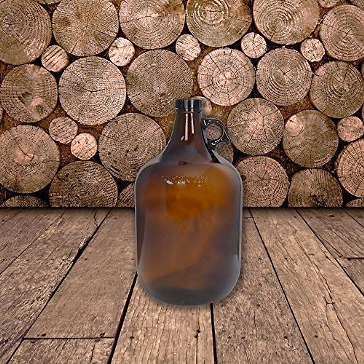 C-Store Packaging 1 Gallon (128oz) Amber Glass Jug With 38mm Cap - Pack of Two, Large