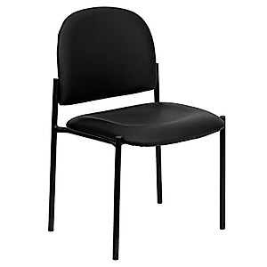 Flash Furniture Tania Comfort Black Vinyl Stackable Steel Side Reception Chair