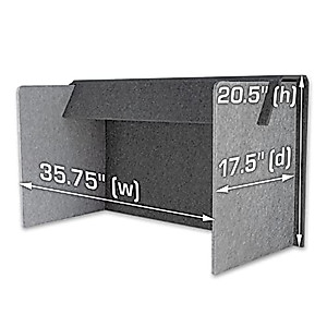 Sound Absorbing Desktop Partition - Privacy Screen - Tabletop Divider - 35.75″W x 20.5″H x 17.5″D (Charcoal / Slate Grey)
