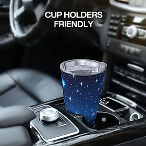 WXZYFP Car cup (single silver rim), can use a straw or drink directly, easy to use.Blue star pattern