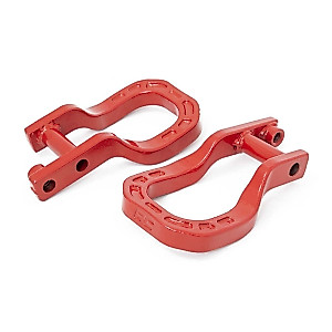 Rough Country Upgraded Forged Tow Hooks (fits) 2019-2020 Chevy Silverado 1500 | Replaces OEM | Red | RS132 , Black