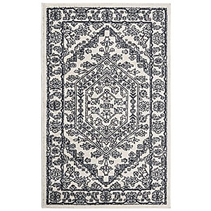 SAFAVIEH Adirondack Collection 2'6" x 4' Ivory / Navy ADR108R Oriental Medallion Non-Shedding Living Room Bedroom Accent Rug