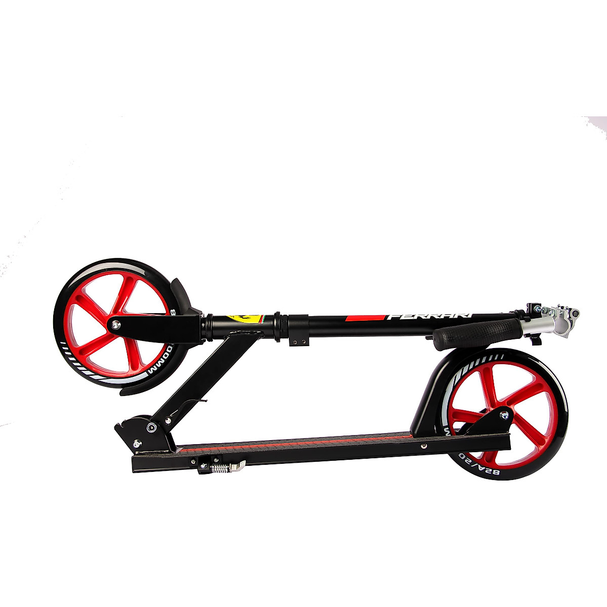 DAKOTT Ferrari Foldable Kick Scooter 2 Wheel, Quick-Release Folding System, Shock Absorption Mechanism, Large 200mm Wheels Scooters for Adults and Teens, Black, (FXA2080BLK)