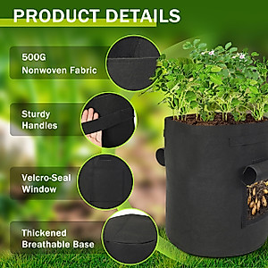 SORANGEUN 2-Pack 15-Gallon Grow Bags with 2 Flaps and Reinforced Handles,Non-Woven Potato Grow Bags, Heavy-Duty Thickened Aeration Fabric Pots for Potatoes, Tomatoes, Flowers, and Vegetables