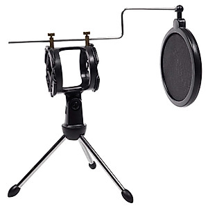 Rockville RTMS21 Desktop Tripod Microphone Stand with Pop Filter + Shock Mount