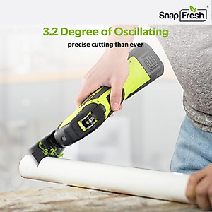Cordless Oscillating Tool, SnapFresh 20V Battery-Powered Oscillating Multi-Tool with 6 Variable Speed Control and 22pcs Accessories for Trimming,Cutting, and Removing, Battery and Charger included