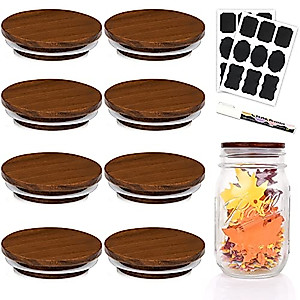 Wooden Mason Jar Lids Regular Mouth Storage Canning Jar Lids, CNVOILA 8 Pack Lids for Regular Mouth Mason Jar
