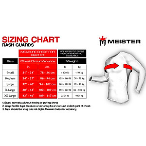 Meister Rush Long-Sleeve Rash Guard for MMA, BJJ & Surfing - White/Red - Medium