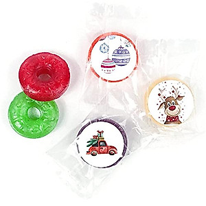 FujLoy Merry Christmas Thread-270 PCS 0.75 inch Christmas Stickers,9 Design Self Adhesive Circle Label Stickers,Christmas Envelope Seals Candy Stickers. (Merry Christmas Thread (080))