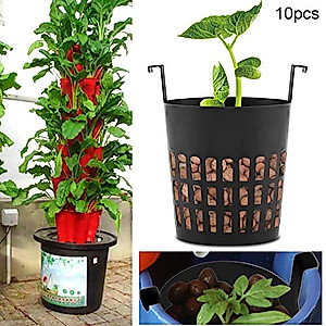 ViaGasaFamido Pack of 10 Plant Baskets Set, Heavy Duty Round Hanging Garden Planting Mesh Net Pot with Hooks for Orchids, Aquaponics, Aquaculture, Hydroponics, Lightweight, Breathable