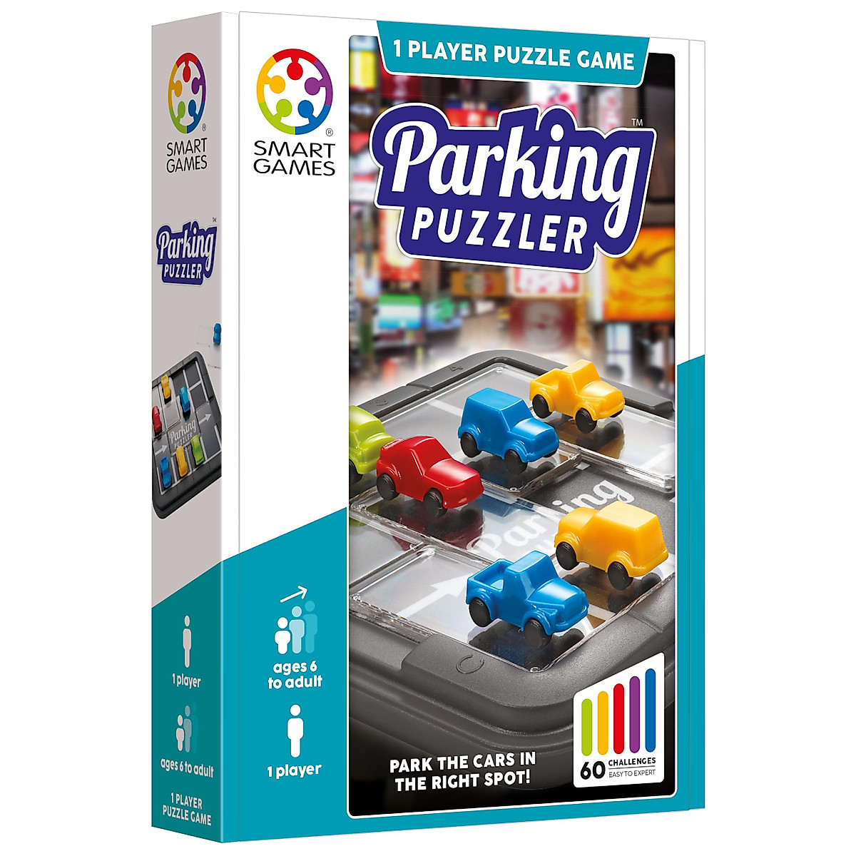 SmartGames Parking Puzzler Cognitive Skill-Building Travel Game with Portable Case featuring 60 Challenges for Ages 7 - Adult
