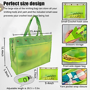 YMdoker Knitting Bag Large Yarn Storage Organizer,Yarn Bags for Crocheting,Crochet Storage Bags for Crochet Hooks,Knitting Needles,Knit Bags Ideal Knitting & Crochet Gift(Green)