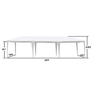 Teekland 10'x30' Outdoor Canopy Party Wedding Tent,Sunshade Shelter,Outdoor Gazebo Pavilion with 8 Removable Sidewalls Upgraded Thicken Steel Tube (10' x 30' / 8 Removable Sidewalls-1)