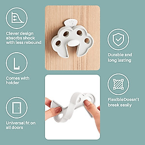 Inaya Door Silicone Pinch Guard with Hook, Pack of 4 - Finger Protectors for Baby Safety at Home, Baby Proofing Door Finger Guard, Flexible Design, No Installation - White