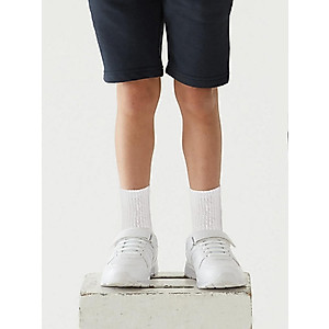 COTTON DAY Unisex School Kids Boys Girls Soft Cotton White Athletic Socks 4-6 Years All White Size S (6)