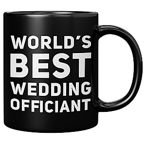 Panvola Worlds Best Wedding Officiant From Bride Groom Anniversary Souvenir Pastor Minister Drinkware Ceramic Coffee Mug (11 oz, Black)
