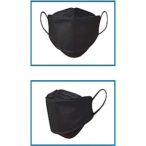 [10 Pack] (Age 6 to 15) 4-Layers Premium (KF94 Certified) Kids Face Mask (Made in Korea) Respirators Protective Disposable Dust Covers (Children, Youth, Teens, Small Face Adults) - Black -