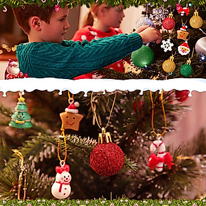 36 Pieces Christmas Mini Glitter Glass Resin Ornaments Set Small Resin Xmas Hanging Ornaments Miniature Balls Tree Ornaments for Christmas Tree Ornaments Decoration (Gold, Red, Green)