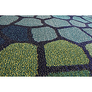 Unique Loom Estrella Collection Geometric, Abstract, Colorful, Modern, Mosaic Area Rug, 7 x 10 ft, Multi/Blue