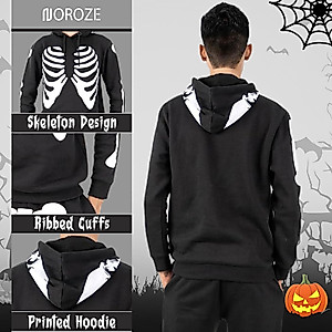 NOROZE Men's Halloween Skeleton Tracksuit Hoodie Jumper Joggers Unisex Set (M, Skeleton Black)