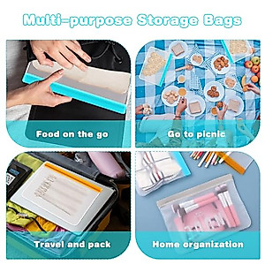 Amabro 6PCS Reusable Freezer Bags, BPA Free Sandwich Food Storage Bags Leakproof Gallon Bags Silicone Snack Bags for Marinate Meats Fruits Veggies Cereal Meal Prep Travel Fridge Kitchen