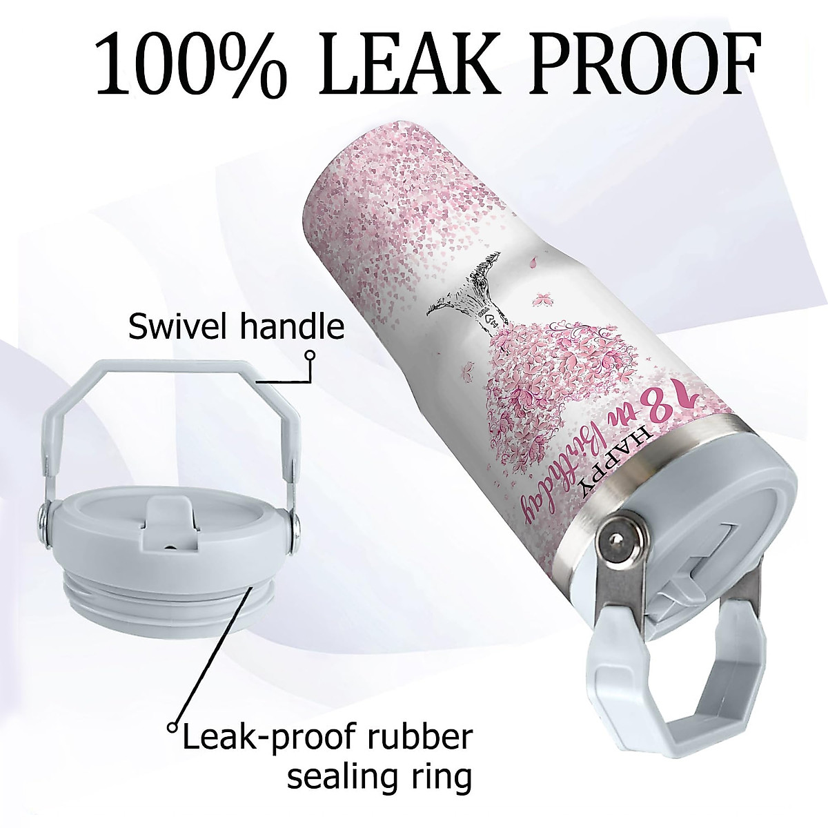 Dcohluk 18 Year Old Girl Birthday Gifts Ideas for 40oz Tumbler Best Gift for 18 Year Old Girl, Mothers Day 18th Birthday Mug 18th Birthdays Gifts for Girls, Stainless Steel Cup with Handle & Straw