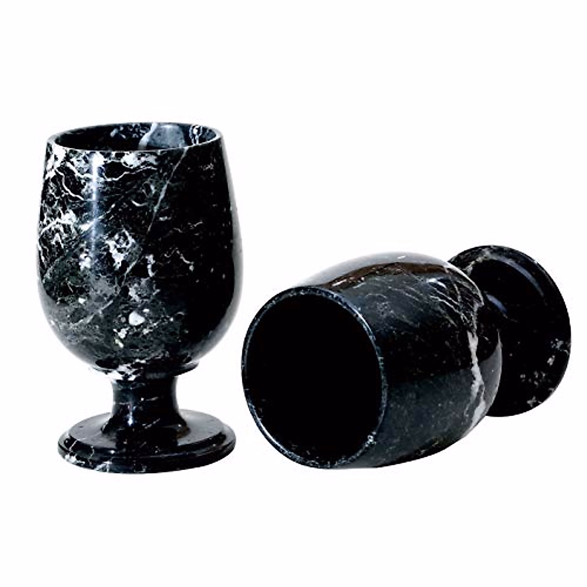 Radicaln Marble Wine Glasses Set of 2 Black 5.5 x 3.5 Inches 8.4 oz Handmade Wine Glass Set - Marble Stone Champagne Glasses - Suitable for Small Gathering & Home Décor
