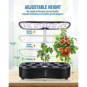 ONME Hydroponics Growing System, Indoor Herb Garden Kit with Grow Light, Indoor Gardening System with 12 Plant Pots, Aero Garden with Quiet Smart Water Pump Height Adjustable
