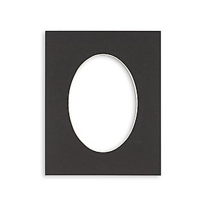 14x18 Mat Bevel Cut for 12x16 Photos - Precut Black Oval Shaped Photo Mat Board Opening - Acid Free Matte to Protect Your Pictures - Bevel Cut for Family Photos, Pack of 1 Matboard