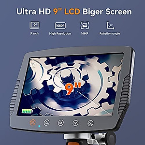 Hayve 9 '' LCD Digital Microscope, 1500X Magnification Coin Microscope with 16MP Camera, Micro Soldering Microscope for Adults, 32GB Card Included, Wired Remote, Compatible with Windows/Mac OS