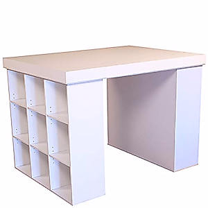 Project Center Desk with 2 Bookcase Sides-White