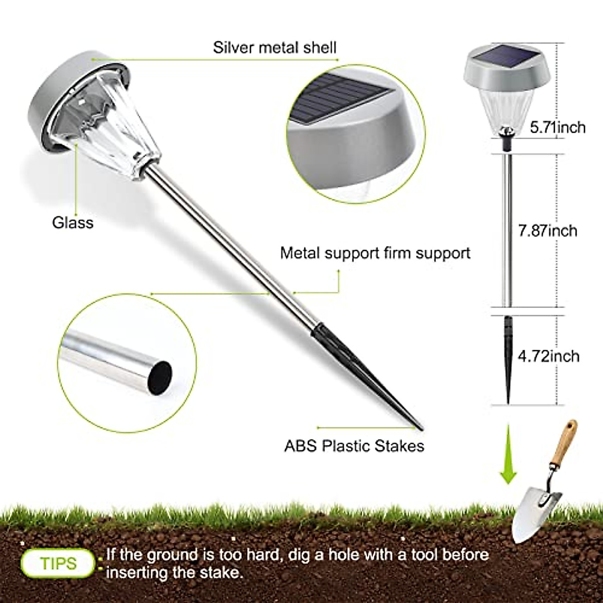 Aulanto Solar Pathway Lights Outdoot 6Pack, 7colors 40LUM Solar Pathway Lights Bright,Metal Garden Lights Solar Powered Waterproof for Pathway Yard Lawn Walkway