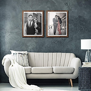 Capcillin 16x20 Picture Frame Wood Pattern Rustic Brown Poster Frame, Wall Mounting, Plexiglass, Great for Prints, Mural,and Art（CP003-MD16x20-BR）