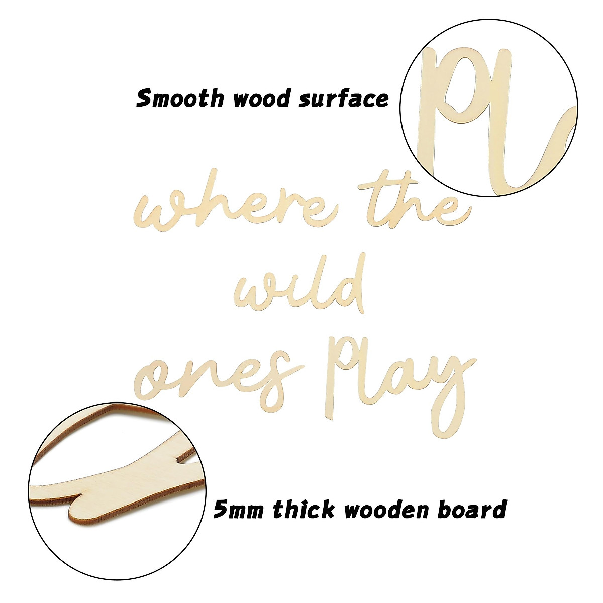 Playroom Wall Decor Where the Wild Ones Play Room Wooden Sign Wall Art Decoration for Boys and Girls Playroom Toy Room Kids Toddler Nursery Room Bedroom Home Word Cutouts Sign (Girl Pink)