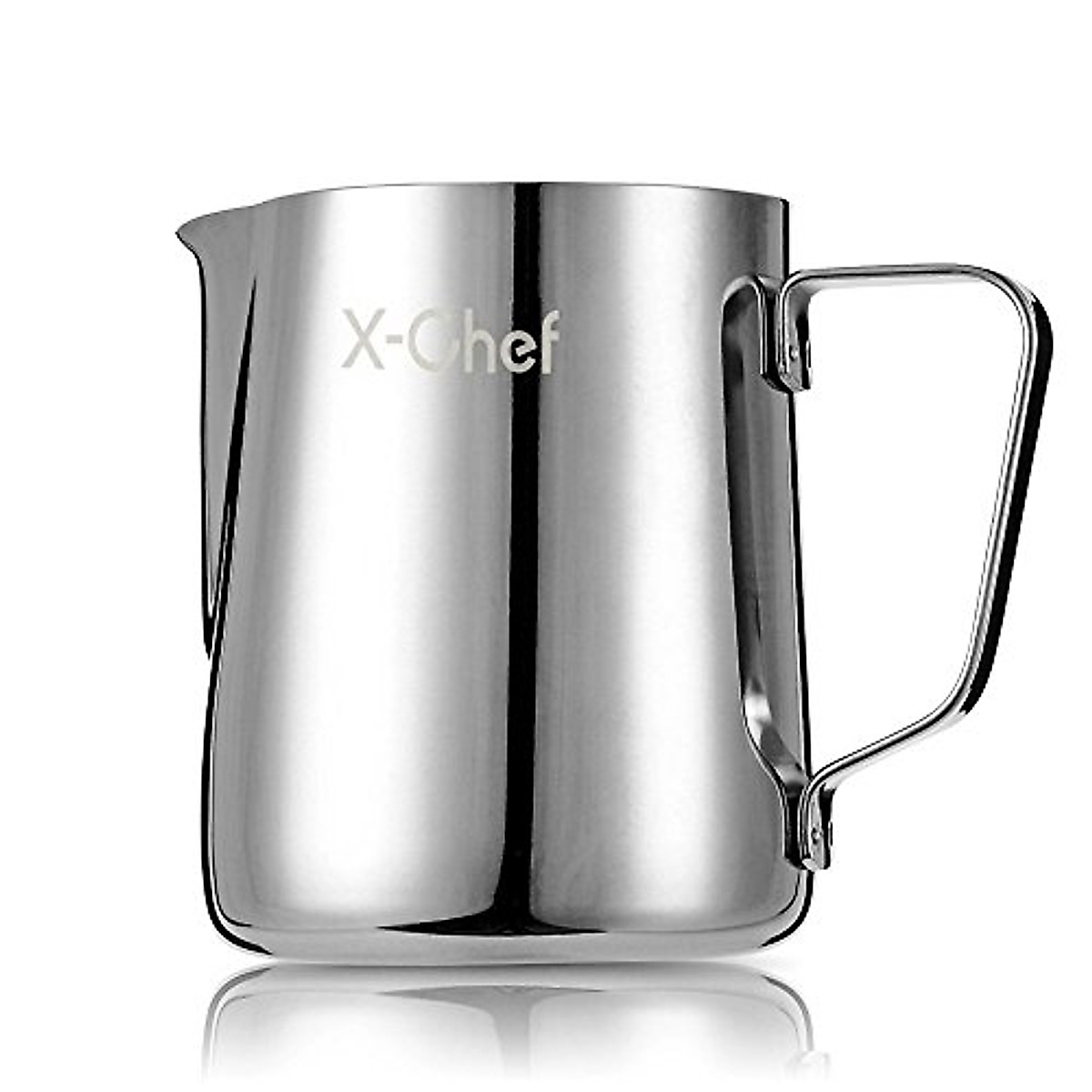 Milk Frothing Pitcher, X-Chef Milk Frother Cup, 20 oz, Metal Frothing Cup Stainless Steel, Milk Steaming Pitcher Espresso Coffee Latte Frother Cup Barista Tools for Coffee Bar (600 ml)