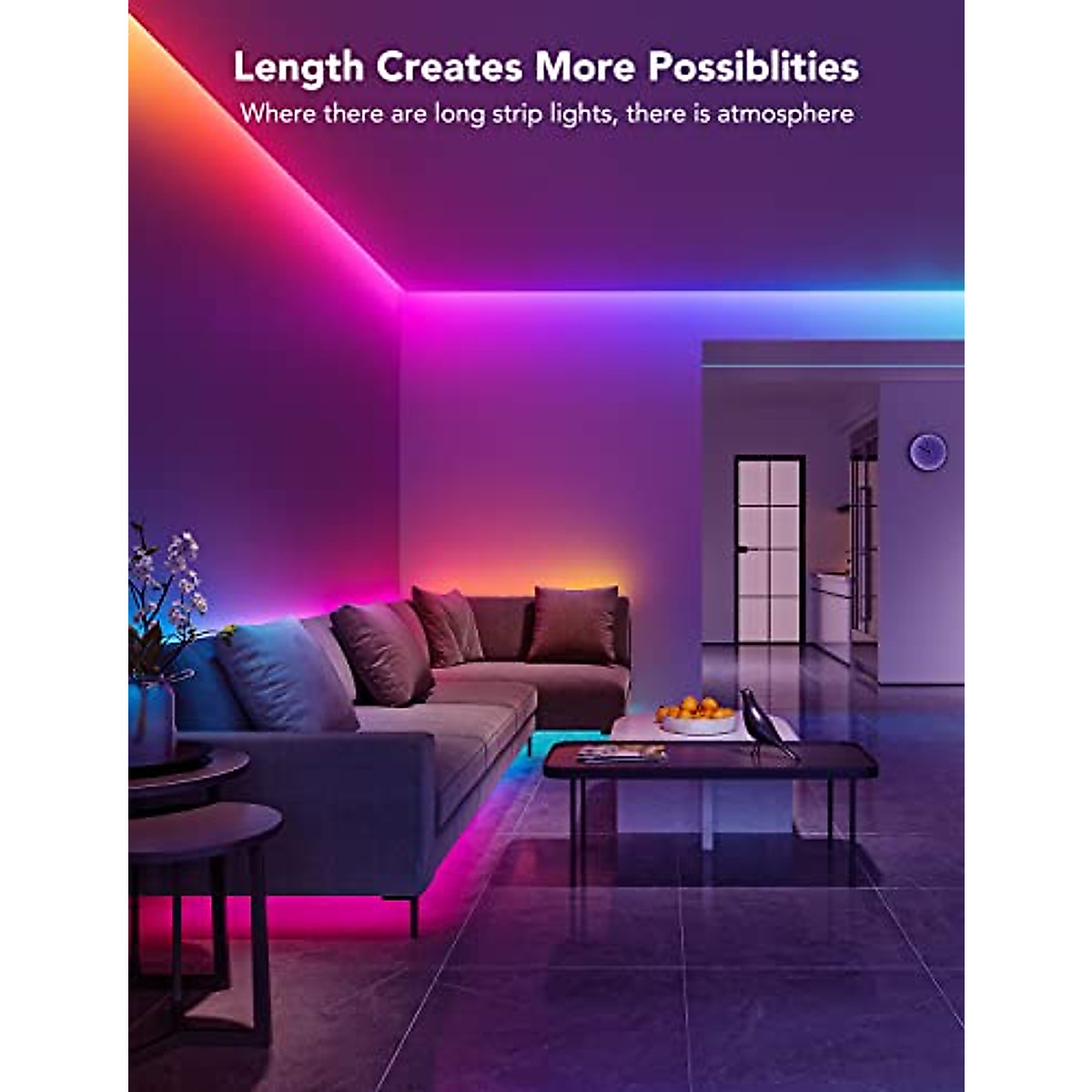 Govee RGBIC LED Strip Lights, 65.6ft Smart LED Lights for Bedroom, Bluetooth LED Lights APP Control, DIY Multiple Colors on One Line, Color Changing LED Lights Music Sync, Holidays,2 Rolls of 32.8ft