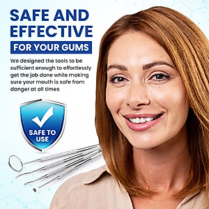 Dental Hygiene Kit - Calculus & Plaque Remover Dental Tool Set - Stainless Steel Tarter Scraper, Tooth Pick, and Mouth Mirror - Dentist Instrument Set for Teeth Cleaning (Blue)