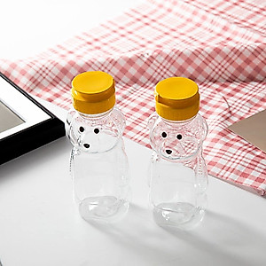 8 Oz Plastic Bear Honey Bottle Jars, Empty Honey Squeeze Bottle with Flip-top Lid for Storing and Dispensing, Yellow (NM003)