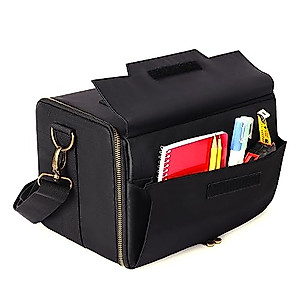 ENHANCE Miniature Figure Satchel - Compact Storage & Carrying Case for DnD Miniatures with Shoulder Strap, 3 Foam Trays (2 Pre-Cut Trays and 1 Pick & Pluck Tray) - Fits Standard 20mm to 25mm Figures